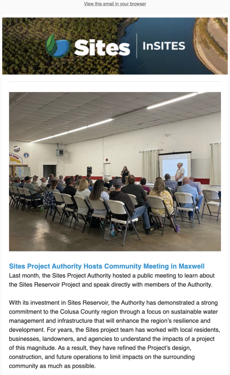 Informational Materials – Sites Reservoir